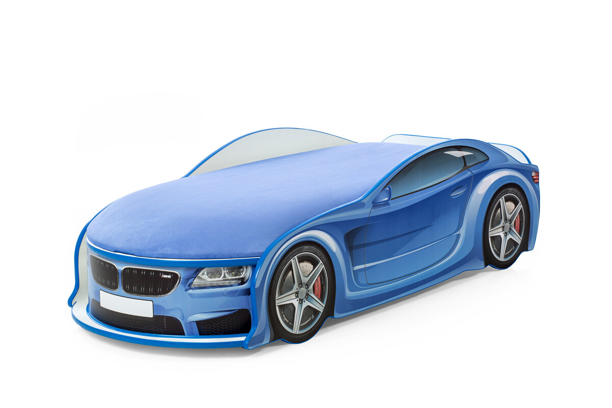 Детская кровать Futuka Kids UNO "БМВ", односпальная, с матрасом, цвет синий