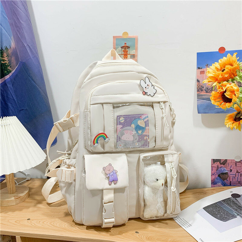 Школьный ранец ученика начальной школы женского пола ins forest fresh backpack tide Корейская версия нового рюкзака для учащихся 3-6 классов с подвеской