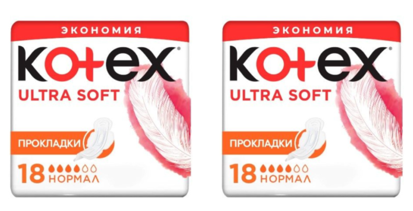 Прокладки гигиенические Kotex Ultra Soft Normal, 18 шт, 2 уп