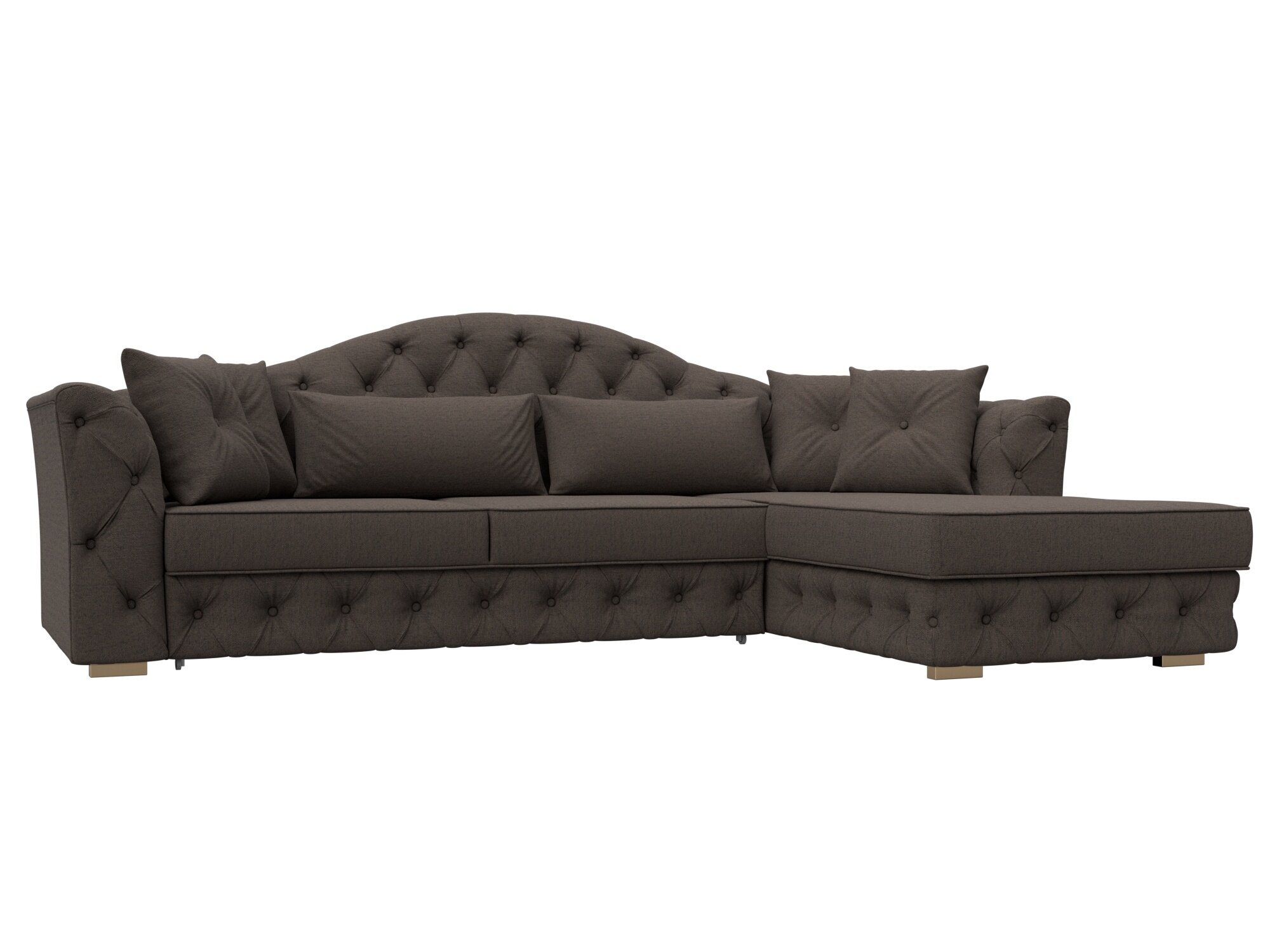 Диван угловой Артис правый угол, рогожка, механизм дельфин, Амур коричневый, 250x181x97см. Хит Диванов