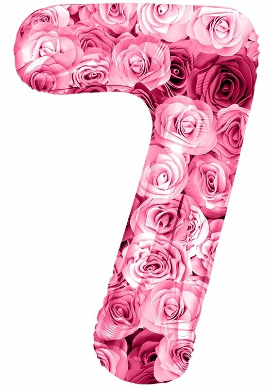 Шар (34'/86 см) Цифра, 7 Симфония роз, Фуше, 1 шт. в уп.