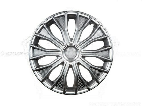 Колпаки декоративные (на пруж.) r-15 "волтек" серебристый карбон (к-т 2 шт) (lw1542)