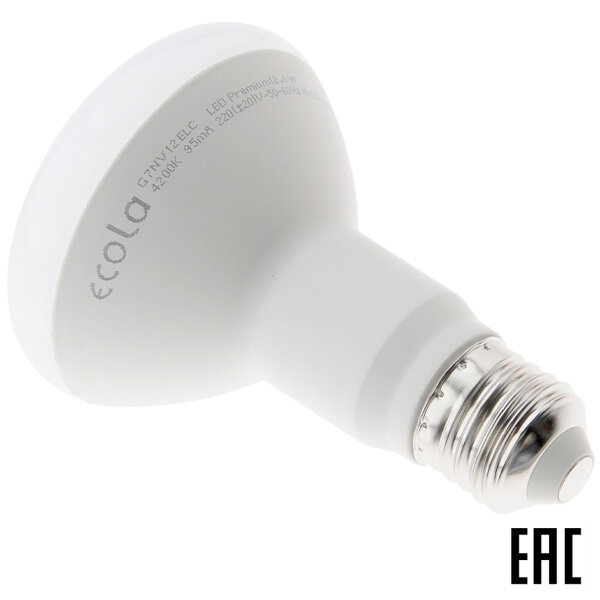 Лампа светодиодная рефлектор R80 х/б свет 12Вт G7NV12ELC 220В Е27 4200K Premium Ecola (3 шт. в комплекте)