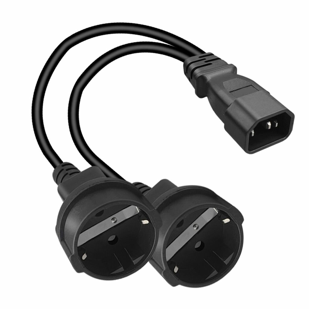 (1 шт.) Штыревой разъем один к двум C14 по немецкому стандарту EU4.8MM 0,32 метра