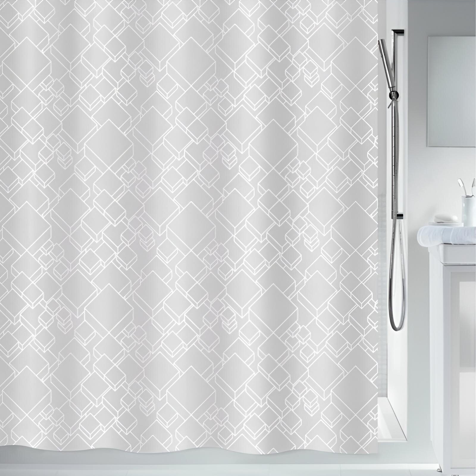 Штора для ванной комнаты Spirella Peer, 180x200см, текстиль, белый 1020618