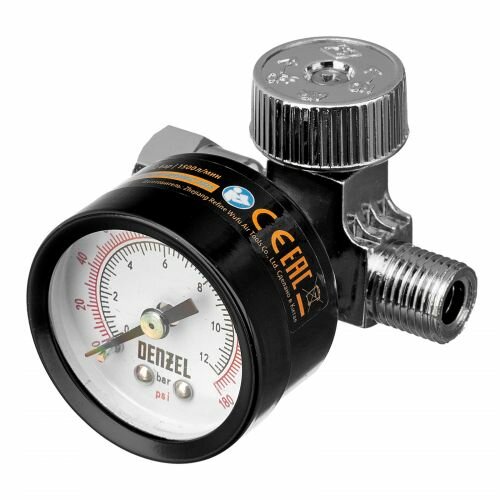 Denzel Регулятор давления с манометром для краскораспылителя K1500, 12 бар, 1/4", , 57001