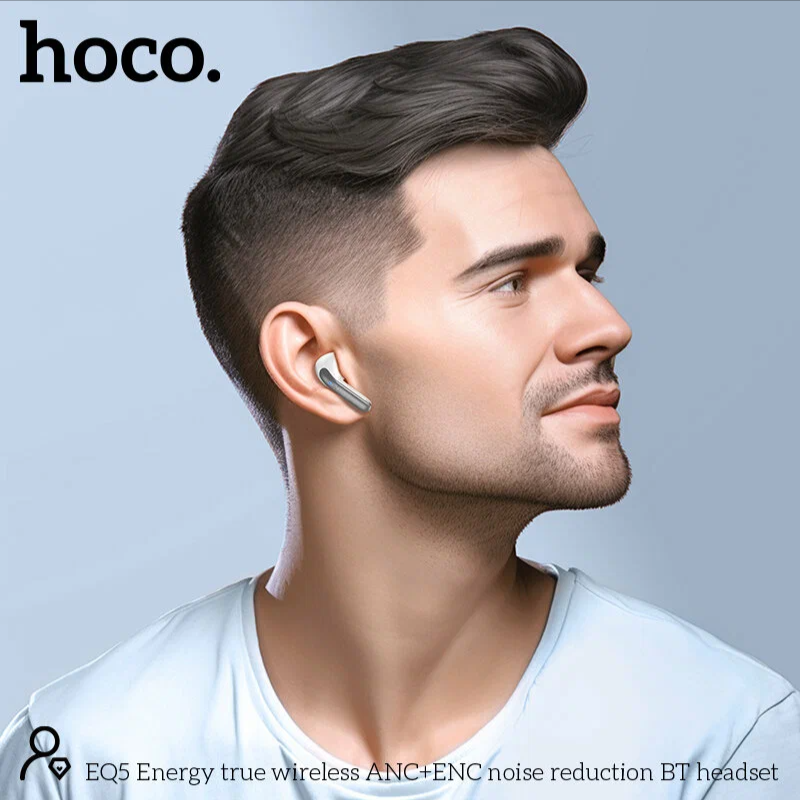 Беспроводные TWS-наушники Hoco EQ5 с активным шумоподавлением ANC+ENC, 4 микрофона, белые