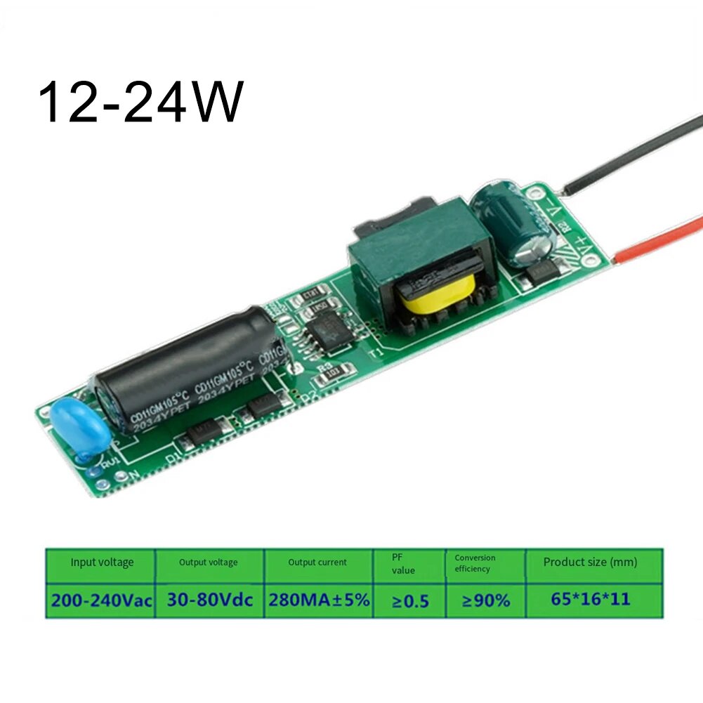 Эффективный драйвер для светодиодных ламп Зеленый, 12-24W 280MA