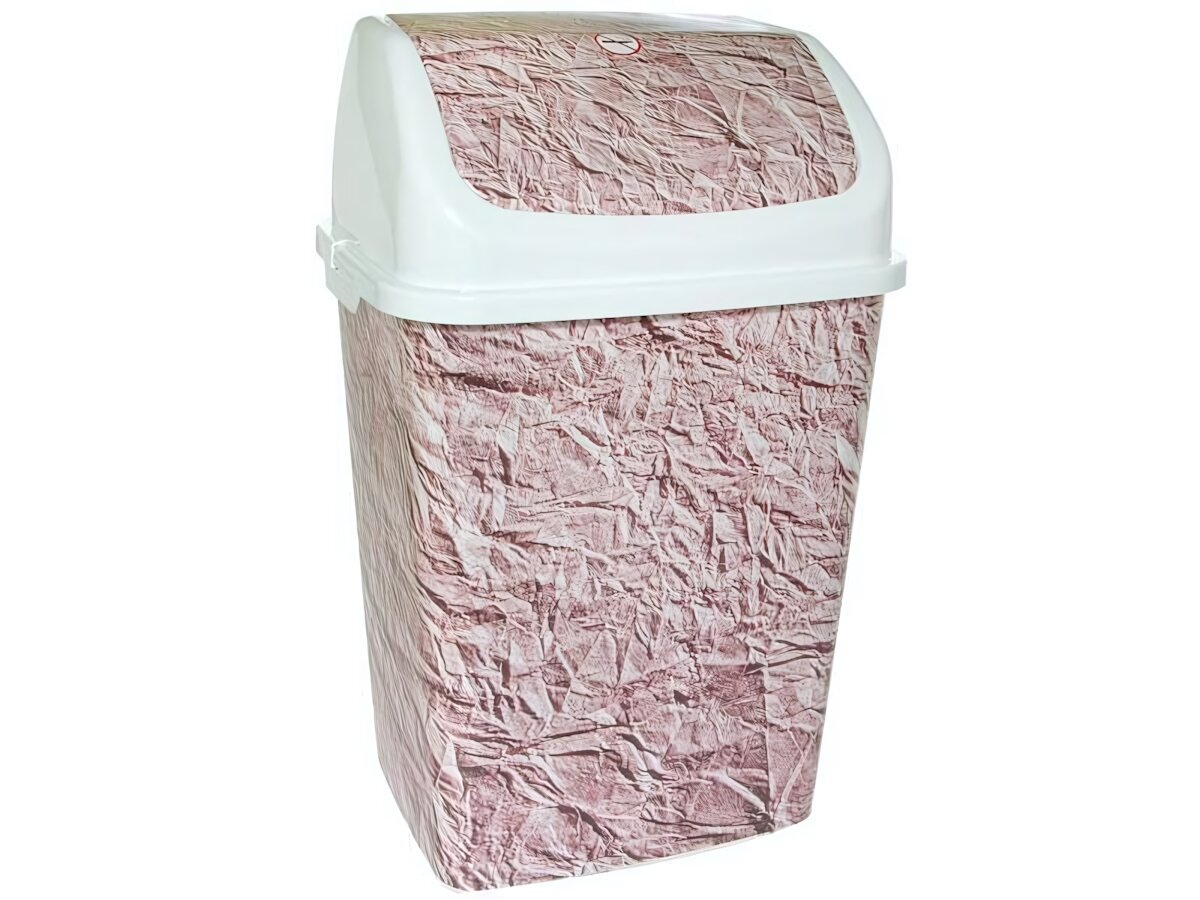 Ведро для мусора 18л «Гранж», белое, пластиковое, практичное, с крышкой