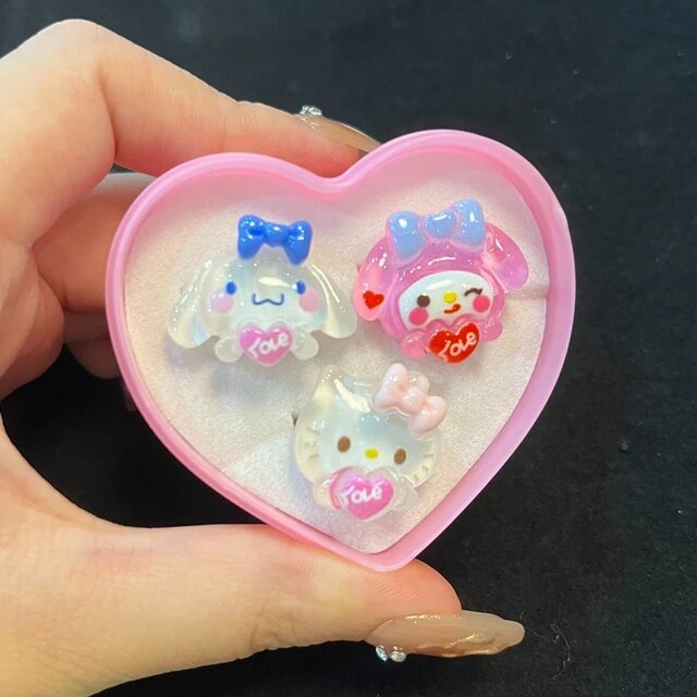 Кольцо-сердечко в форме булочки с корицей Sanrio Kuromi Hello Kitty My Melody Kawaii Anime для девочек, украшение в форме сердца, игрушка в подарок, Height:20cm