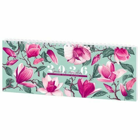 4 шт. Планинг датированный 2026 285х112 мм, STAFF, гребень, картонная обложка, 64 л, "Сад магнолий", 117365