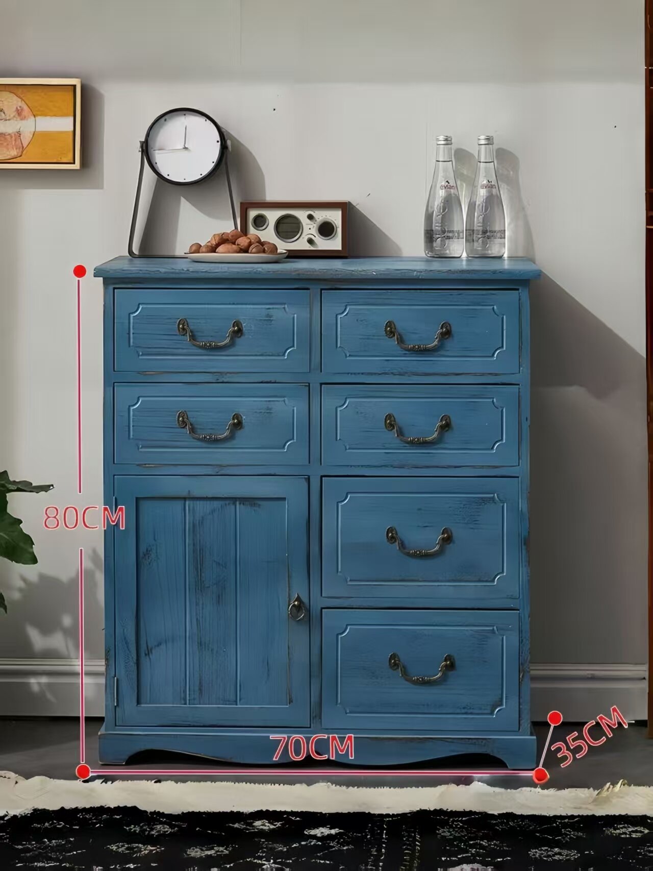 Комод из цельного дерева, простое хранение в стиле ретро, многослойный