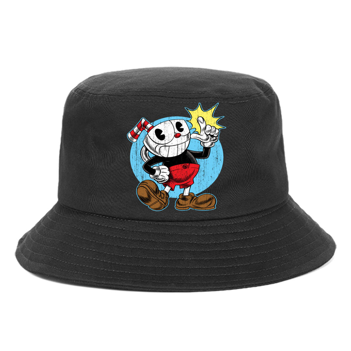 Аниме шляпы рыбака Cupheads, складные солнечные шляпы для рыбалки, ведерные солнечные шляпы для женщин и мужчин