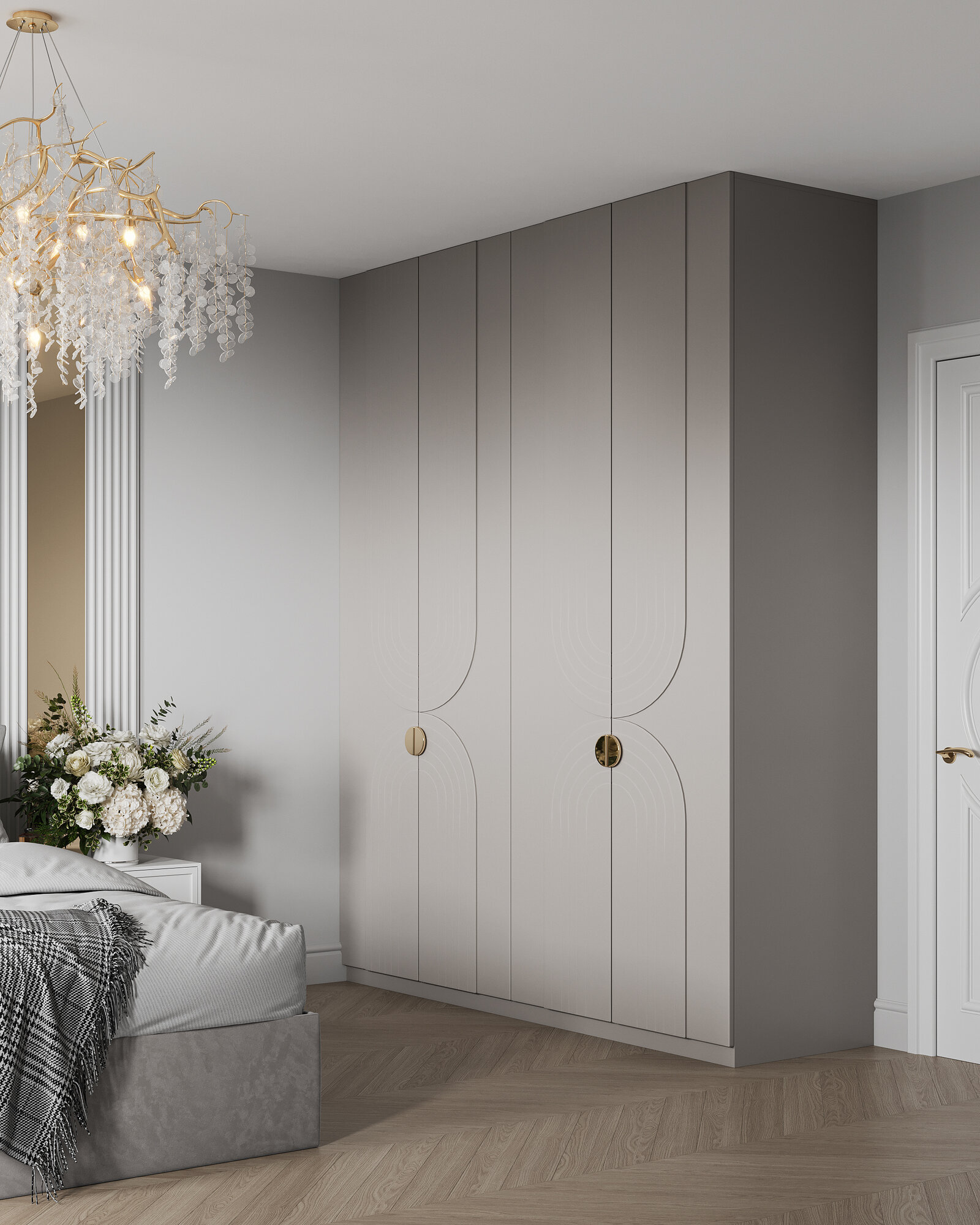 Распашной шкаф IRINA MEBEL "Виолетта", МДФ фасады, четырехдверный