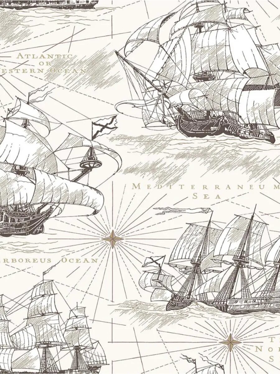 Обои Бумажные Двухслойные "Фрегат 02", 0,53*10м, в детскую, спальню, гостиную