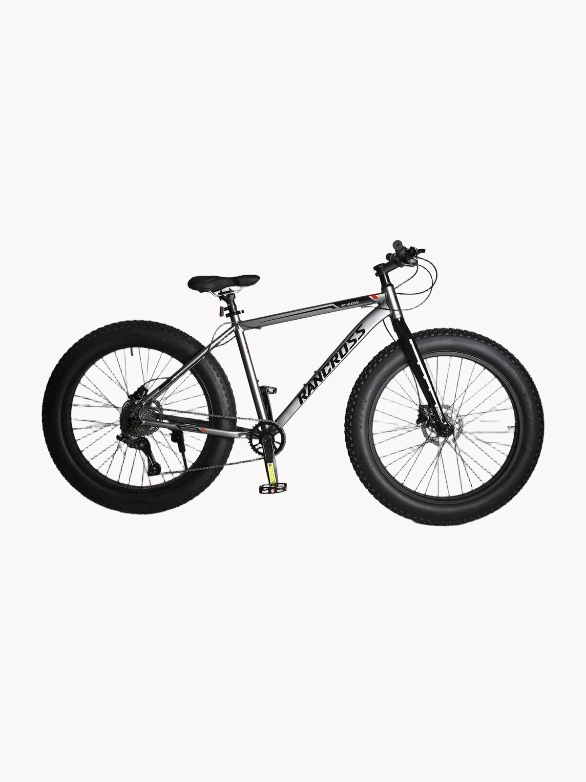 Велосипед фэтбайк RANCROSS R406, колеса 26 дюймов, рама 19 алюминиевая, 9ск, вилка жесткая алюминиевая, Fat-bike черный, рост 165-190 см.