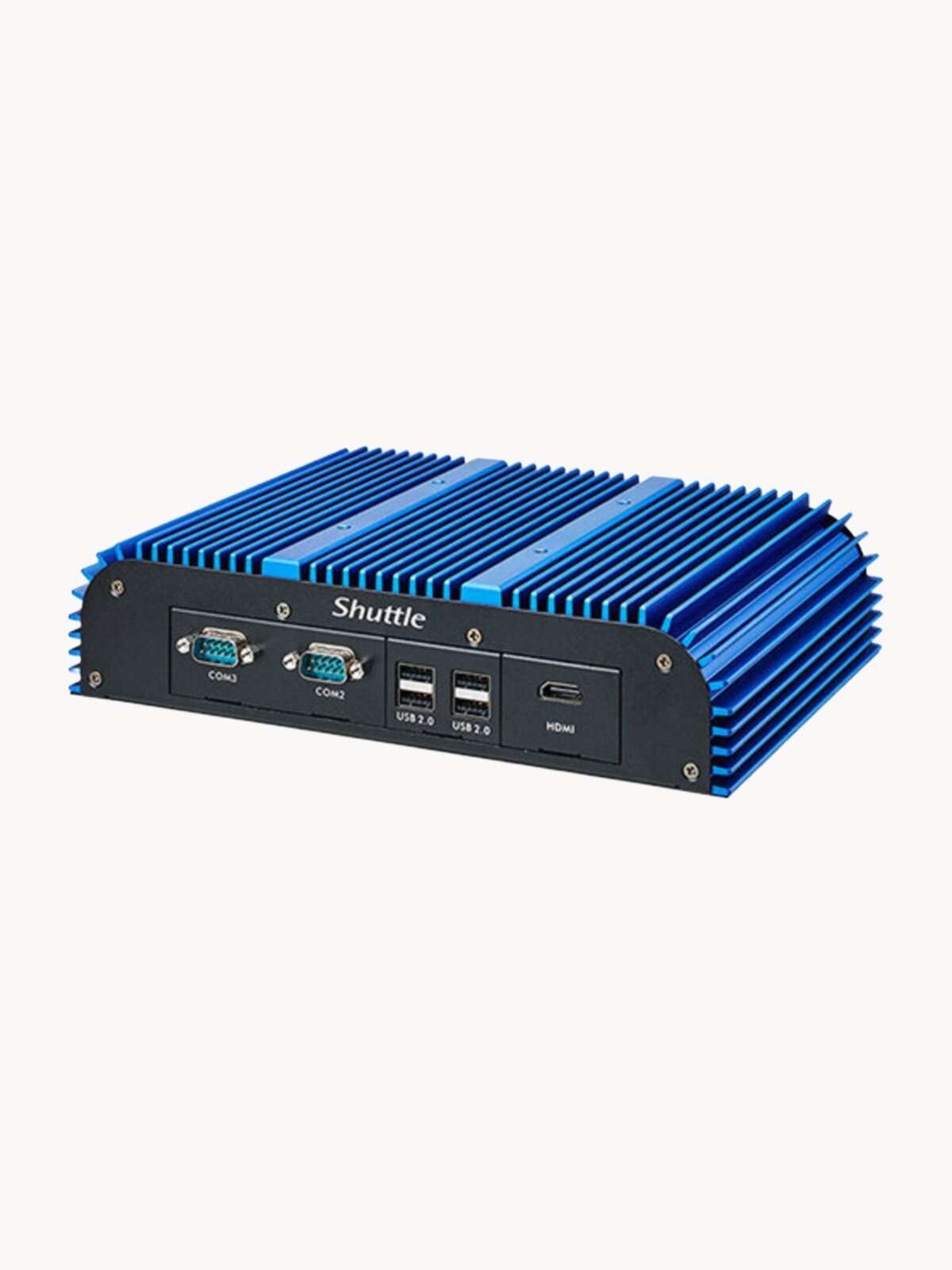 Компактный безвентиляторный промышленный мини-ПК Shuttle Fanless BPCWL03 (i5-8365UE -20 ~ +60, no SSD, no RAM, Intel UHD Graphics 620, 2x1000 Мбит/с, 4xUSB 3.0, HDMI, COM, чёрный, синий