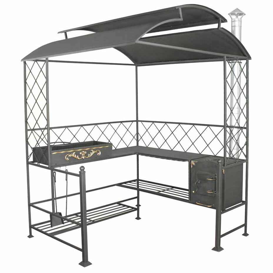 Мангал-беседка Ромб, жаровня 8 мм, печь 8 мм