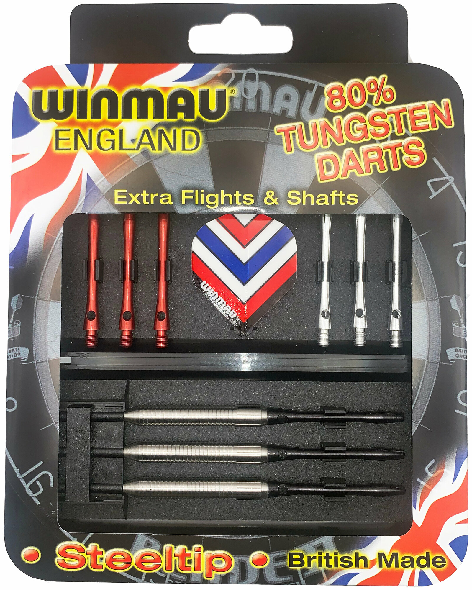 Набор из вольфрамовых дротиков 26гр Winmau Tungsten steeltip и запасных аксессуаров для игры в Дартс. Профессиональный уровень.