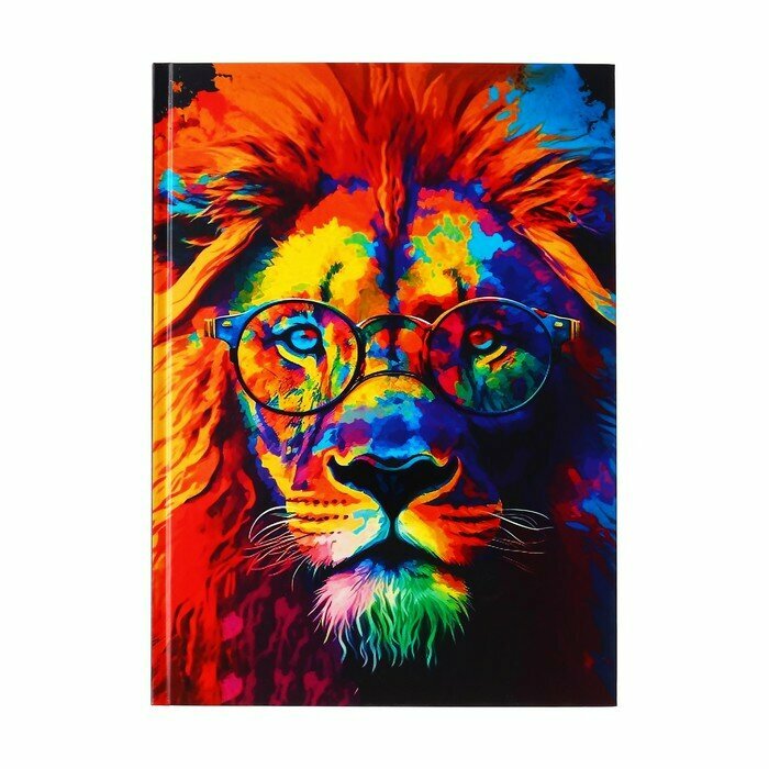 Колледж-тетрадь в твердой обложке 7БЦ, А4, 160 листов, ЛЕВ. Мозаичный неон, блок в клетку, матовая ламинация, выборочный ЛАК