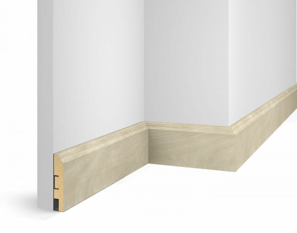 Плинтус Cosca WP07 Экошпон, Ясень Кристалл В80хШ16хД2400 мм / Коска.