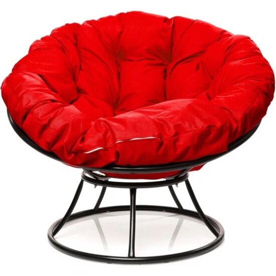 Садовое кресло M-group Папасан без ротанга черное + красная подушка