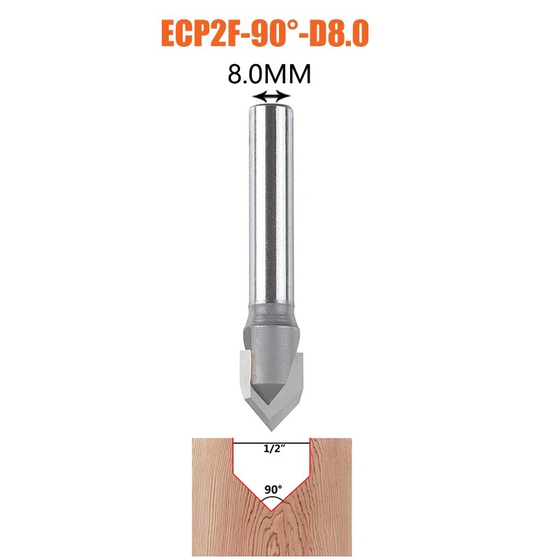 DREANIQUE VBT 3D фреза из твердосплавной стали 60/90 градусов ECP2F-90-D8.0