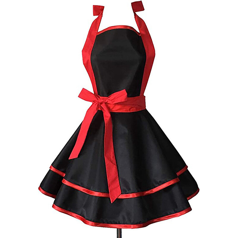 Фартук "Амазонка", современный минимализм, полиэстер, двойной, черный и красный