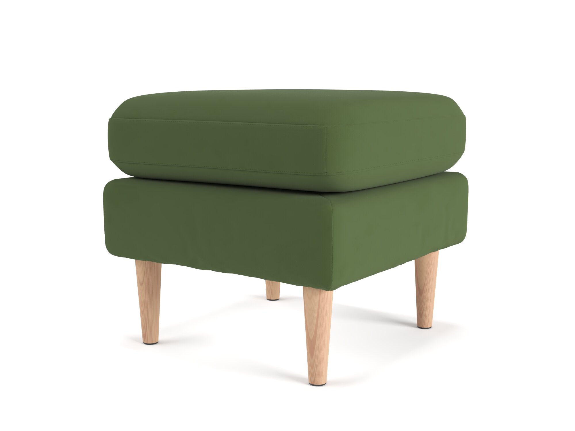 Квадратный мягкий пуф Soft Element Корс Green на ножках, в прихожую, пуфик для ног, велюр, стиль современный лофт