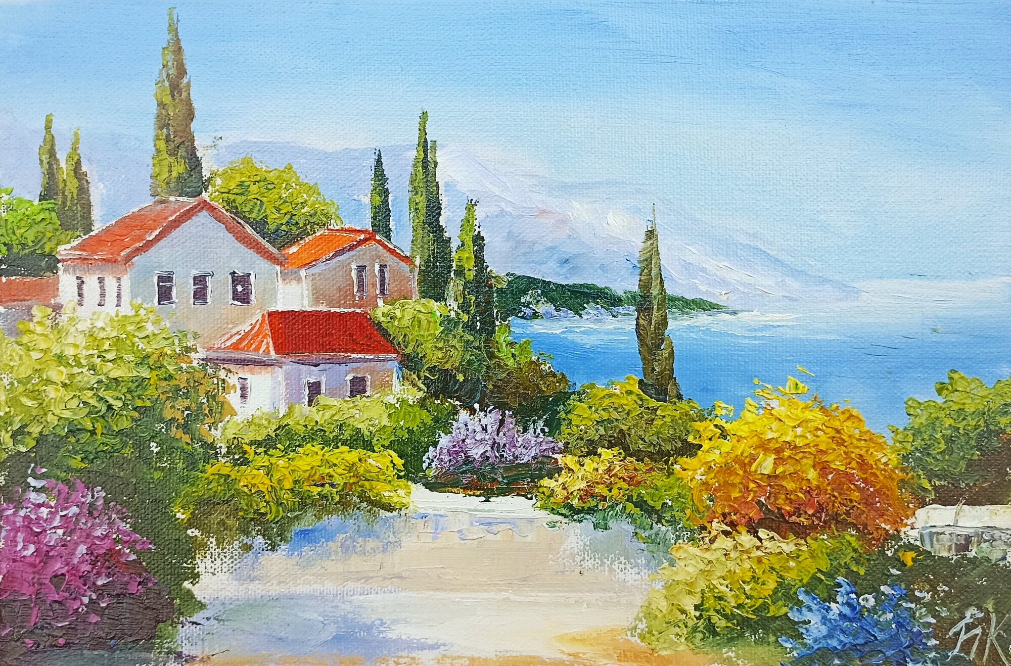 Картина масло/холст. 100% ручная работа, 100% живопись от Художественной мастерской Грëзы. Картина из серии "Средиземноморье". Картина написана в импрессионистском стиле. Размер 20х30 см.