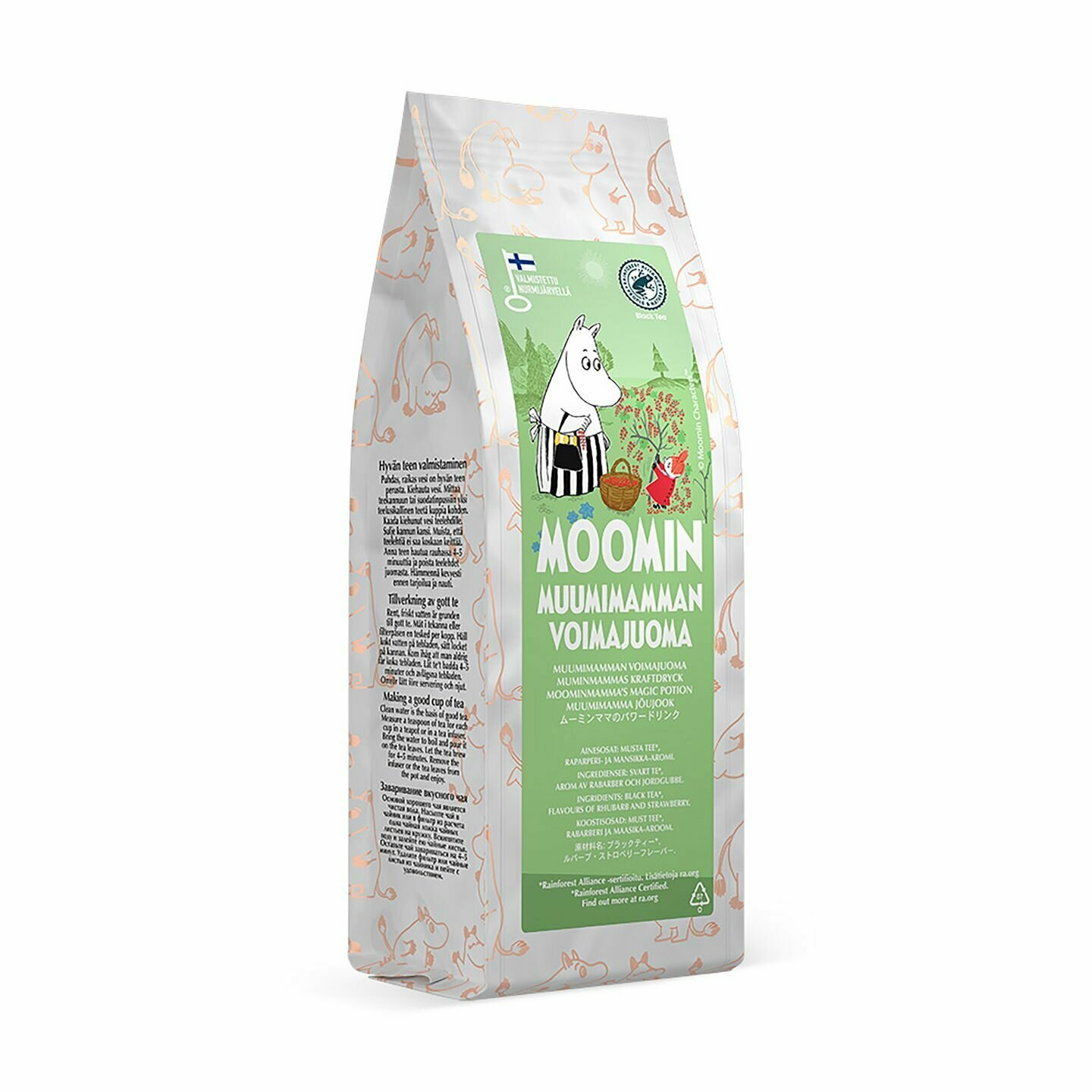 Чай чёрный листовой клубника со сливками/ревень Nordqvist moomin MUUMIMAMMAN VOIMAJUOMA 80 г (из Финляндии)