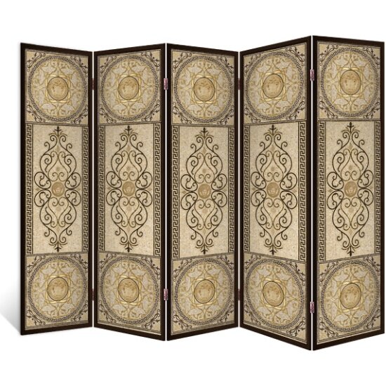 Ширма перегородка Декор Депо для комнаты деревянная "Мозаика" двухсторонняя с картинкой (уют) 5 створок венге 176х230 см 18 кг