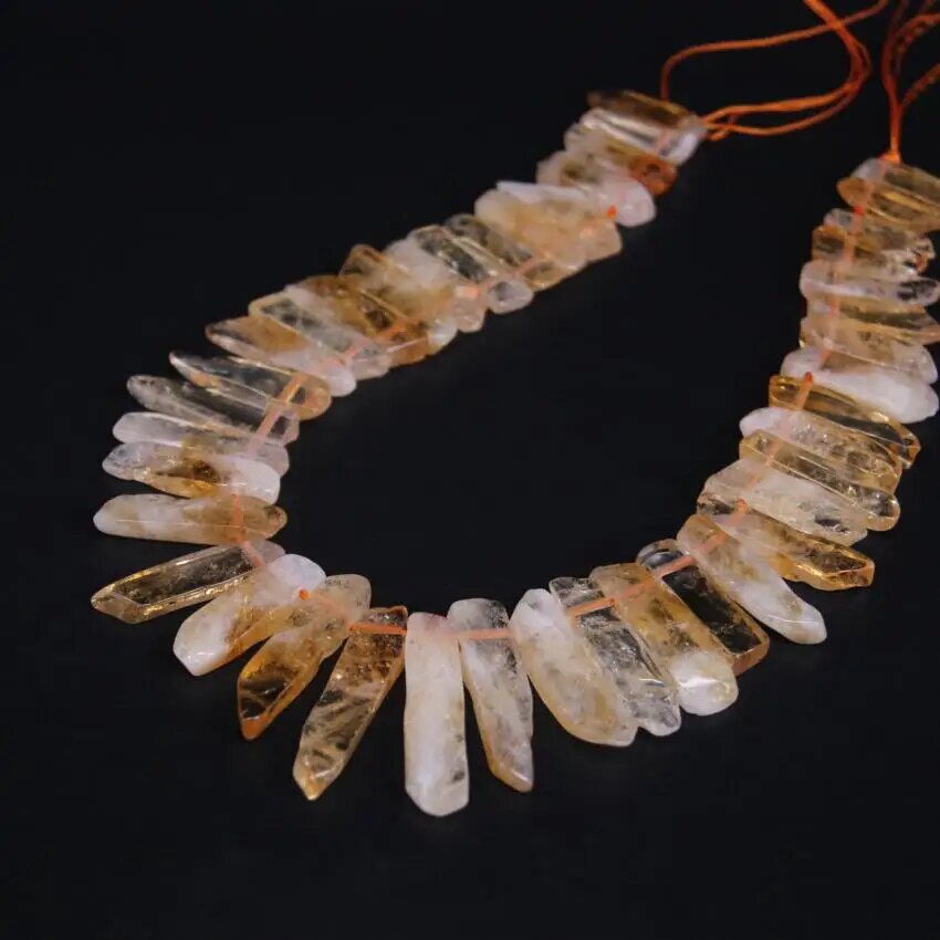 Бусы из натурального цитрина, слайсы, 9-12х20-44 мм