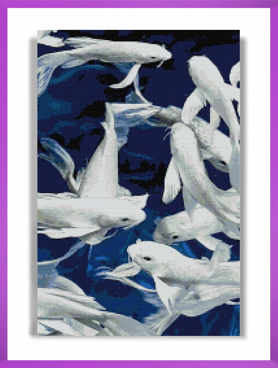 Алмазная мозаика на подрамнике - вышивка Карпы Кои 40 х 60 см