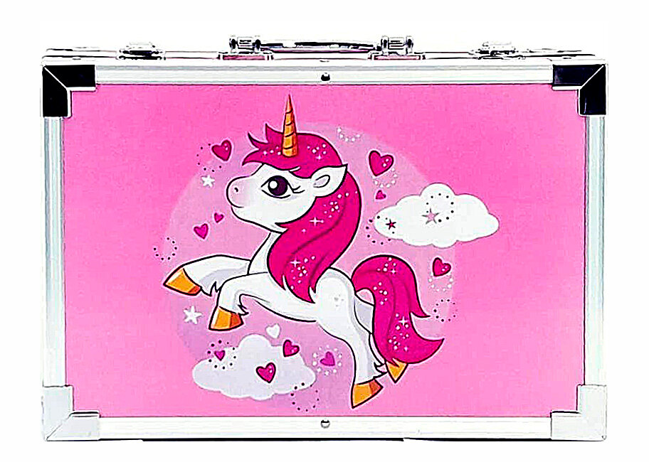 Набор для рисования 145 предметов в розовом Чемодан-кейсе