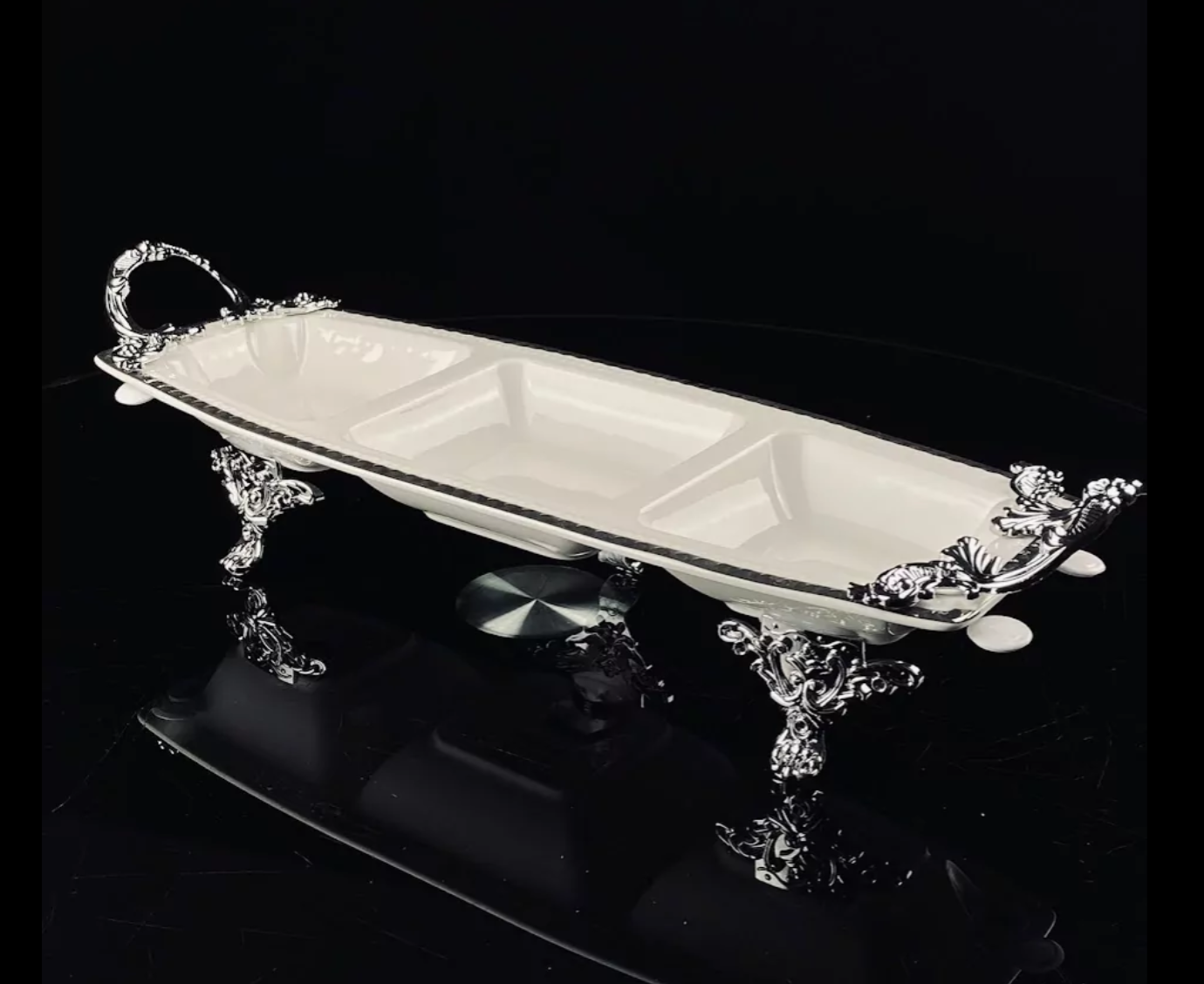 Менажница 35,5см на ножках с ручками ATLANTIS Фарфор 205-920 118-205-920