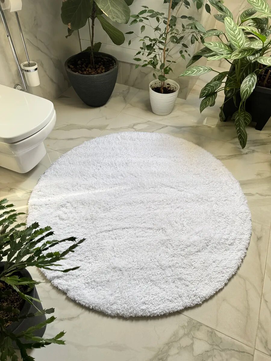 Коврик Natali's Carpets для ванной и туалета из микрофибры/белый 180х180