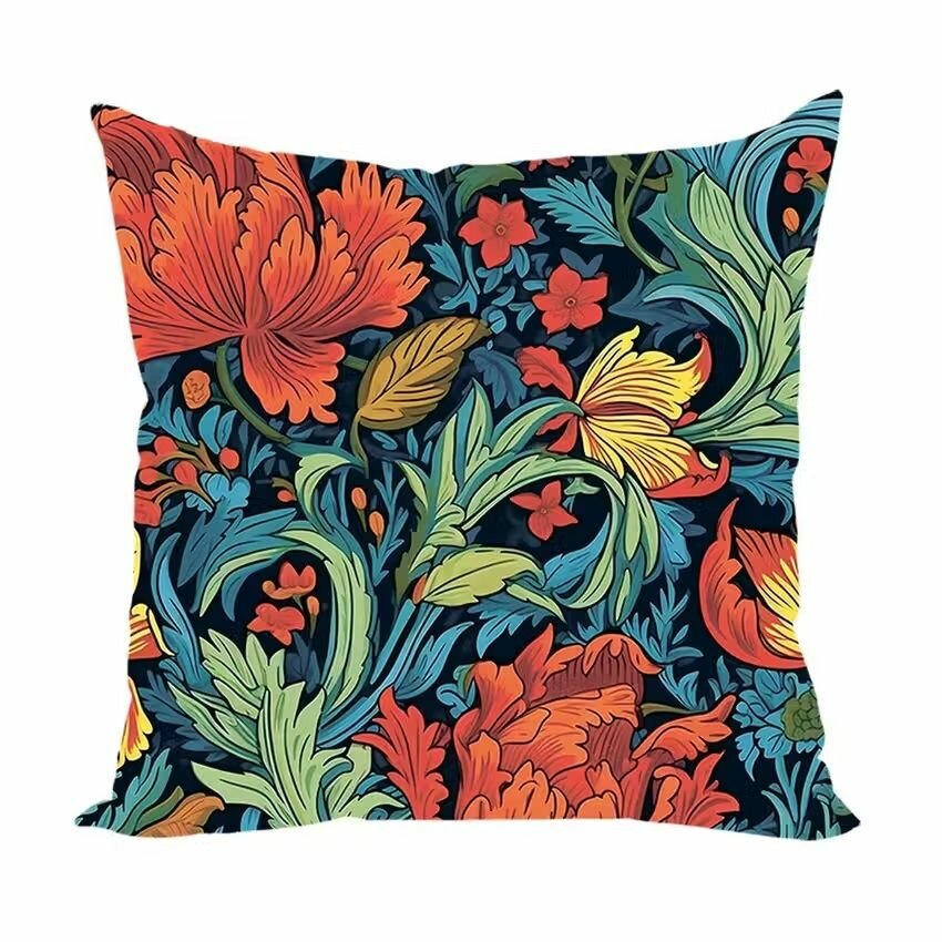 Чехол для подушки Красный букет Моррис 40х40 велюр