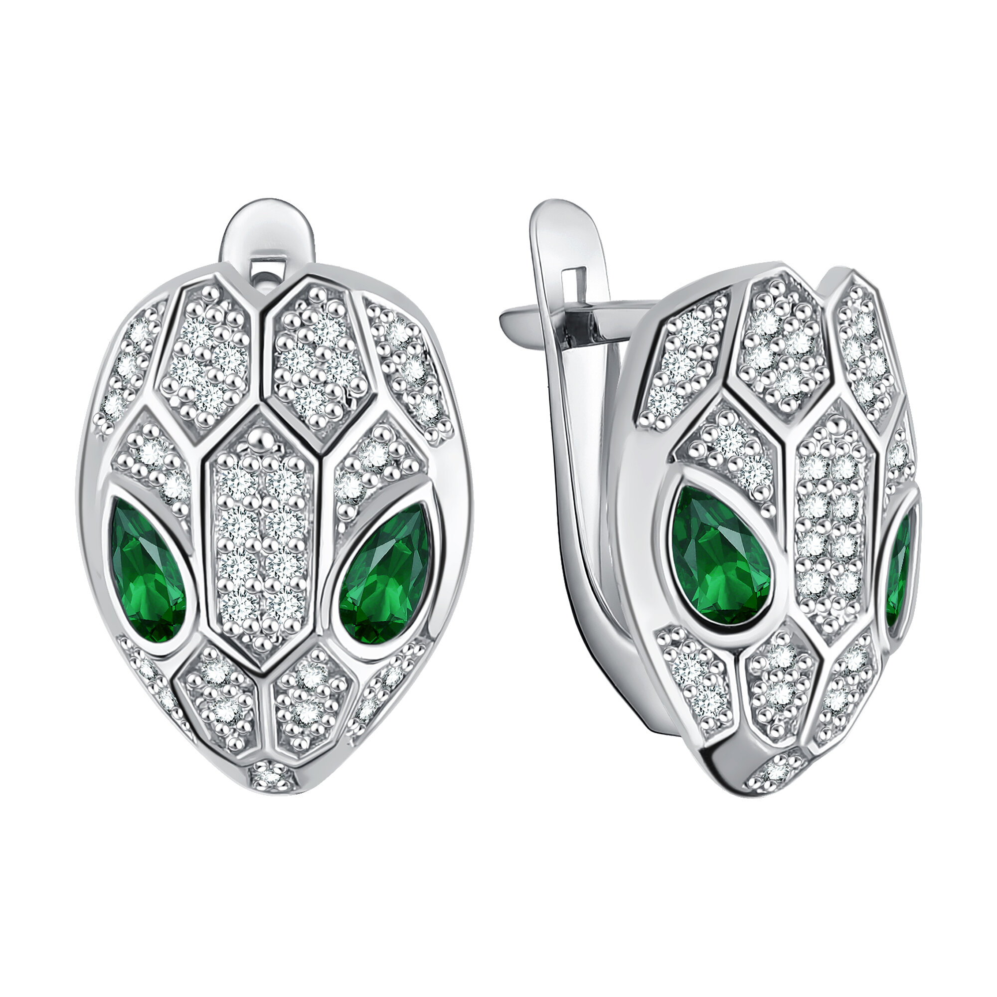 Серьги, серебро, 925 проба, родирование, фианит