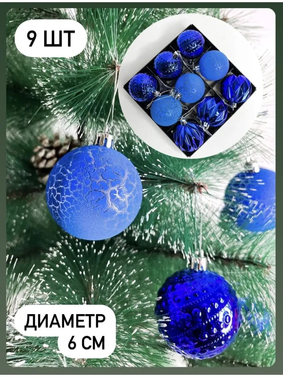 Елочные украшения, игрушки новогодние, Шары на елку синий