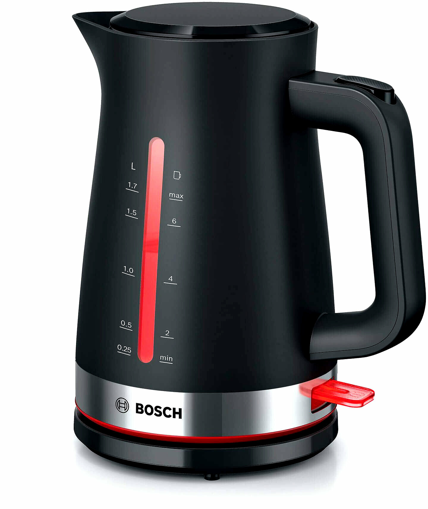 Чайник Bosch TWK4M223, 1.7 л, черный, закрытая спираль, 2400 Вт