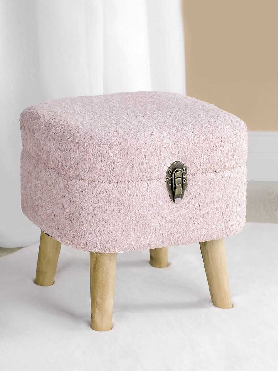 49-232M Пуф с крышкой 35х34х35см, МДФ, дерево, ткань букле, поролон, металл, Glasar