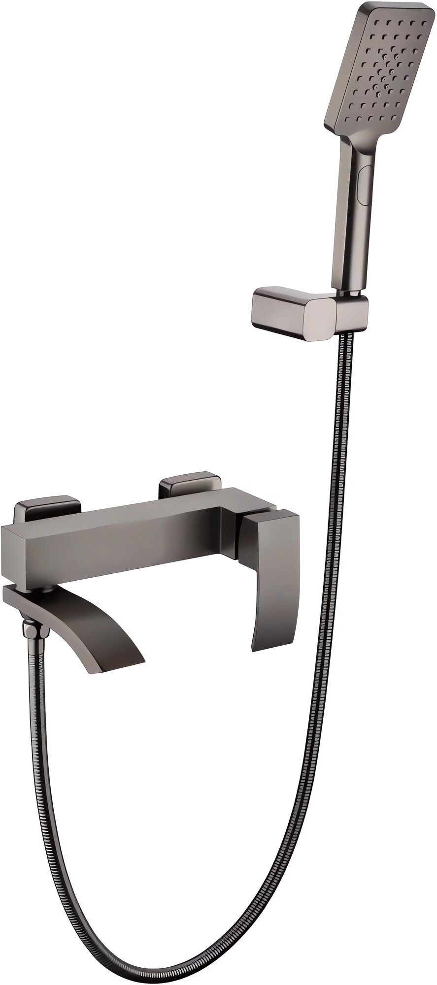 Смеситель для ванны с ручным душем, крепление ручного душа, отражатель, излив-переключатель, Grocenberg GB8007 Графит