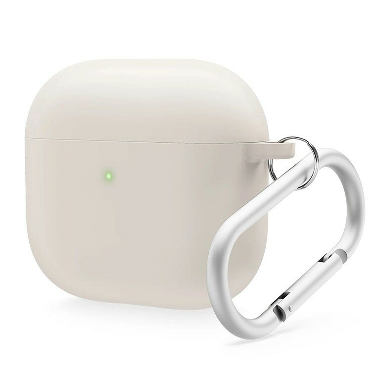 Elago с карабином силиконовый чехол для AirPods 4, Liquid Hybrid Hang case, Stone (бежево-серый)