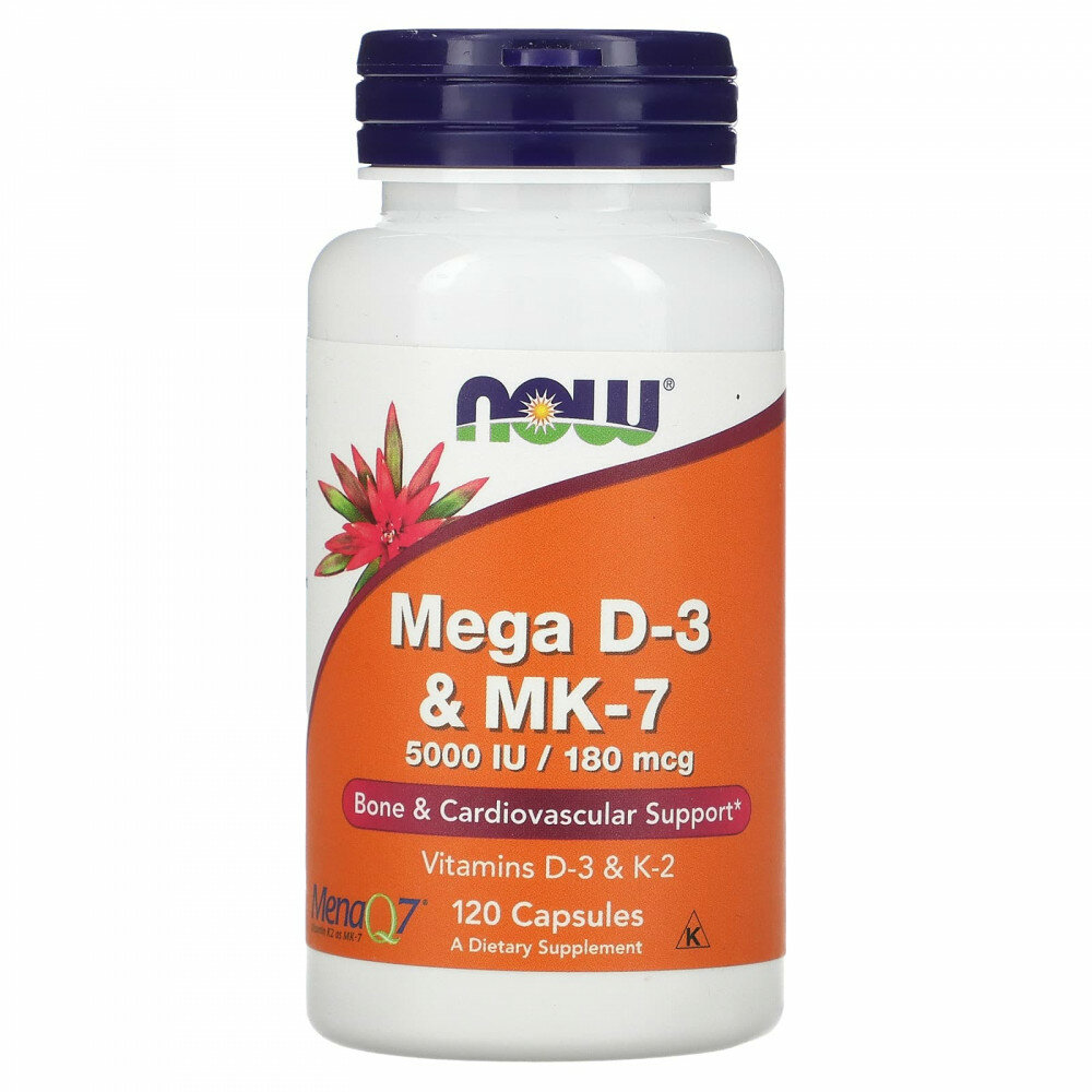 NOW Foods, Mega D3 и MK-7, 120 капсул