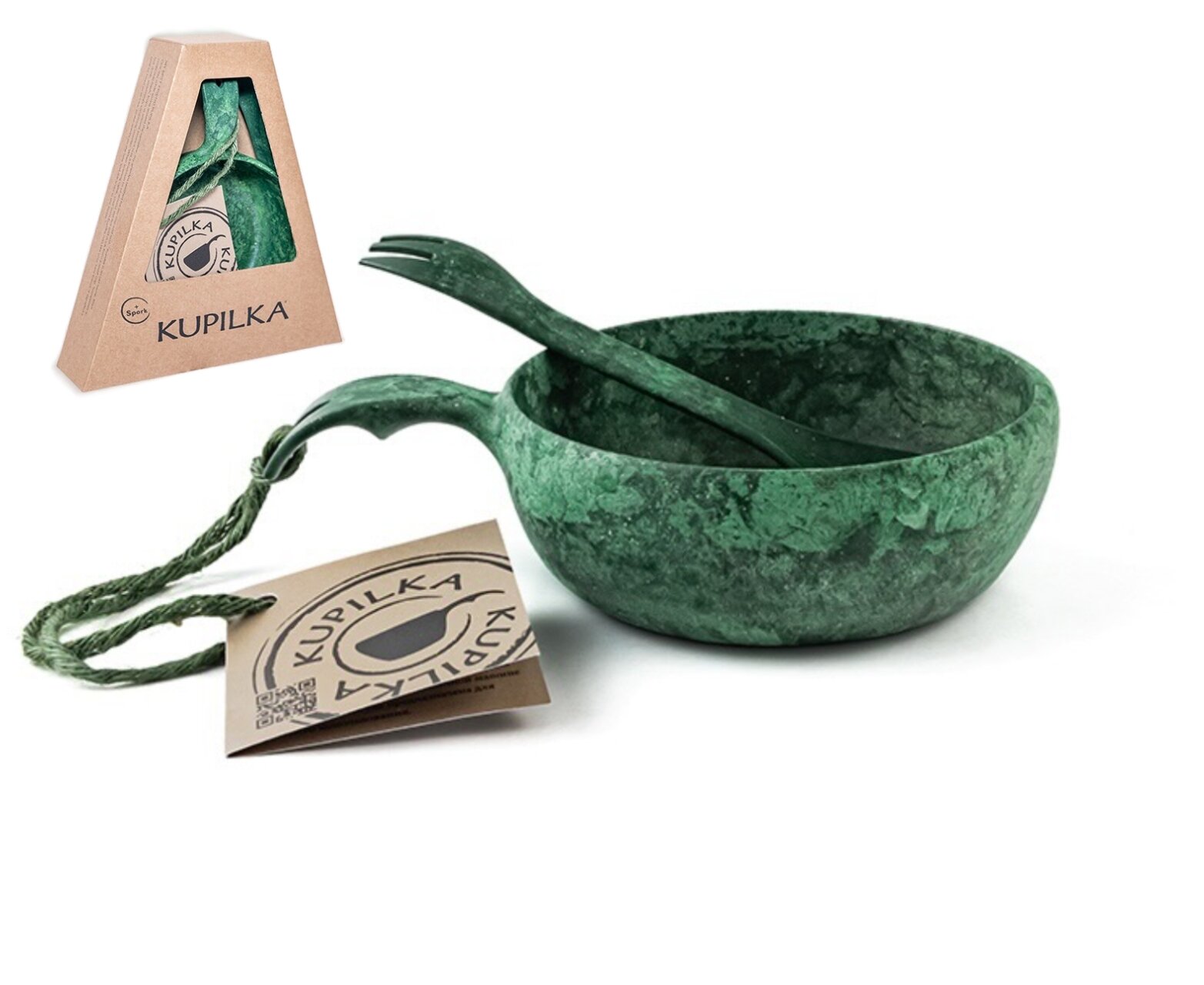Финский набор посуды Kupilka Junior (миска 330 мл, ложка-вилка 165), цвет: Conifer