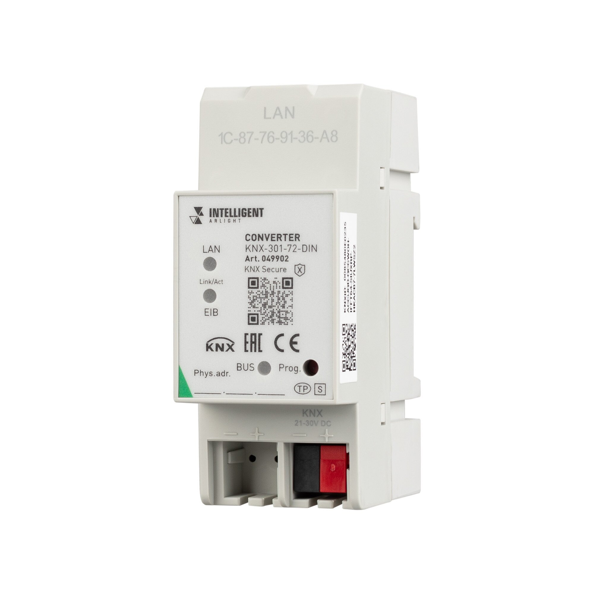 INTELLIGENT ARLIGHT Конвертер KNX-301-72-DIN Grey (BUS, RJ-45, KNX-IP) (IARL, IP20 Пластик, 2 года) 049902