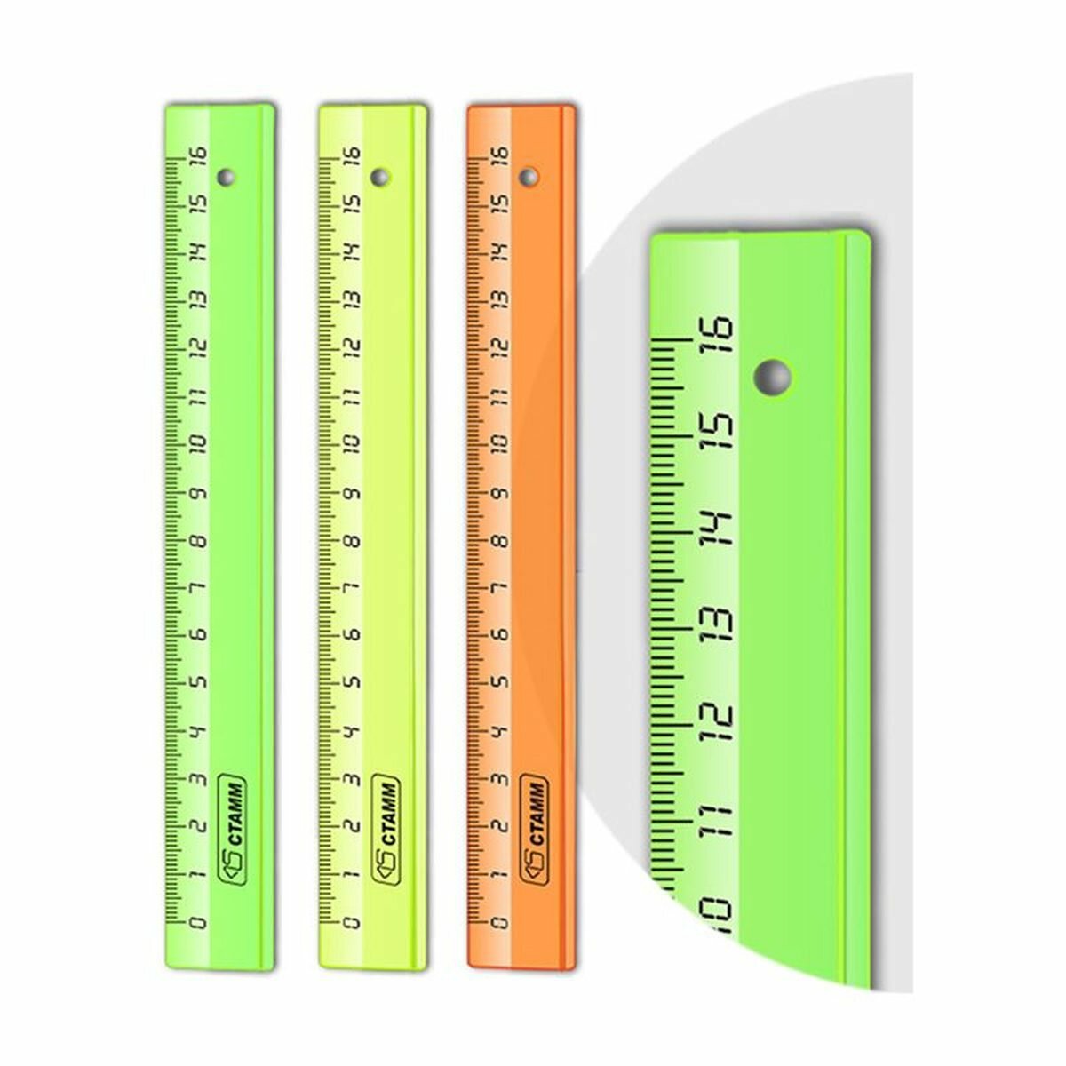 Линейка 16см Стамм Neon, неоновая (ЛН01), 880шт.