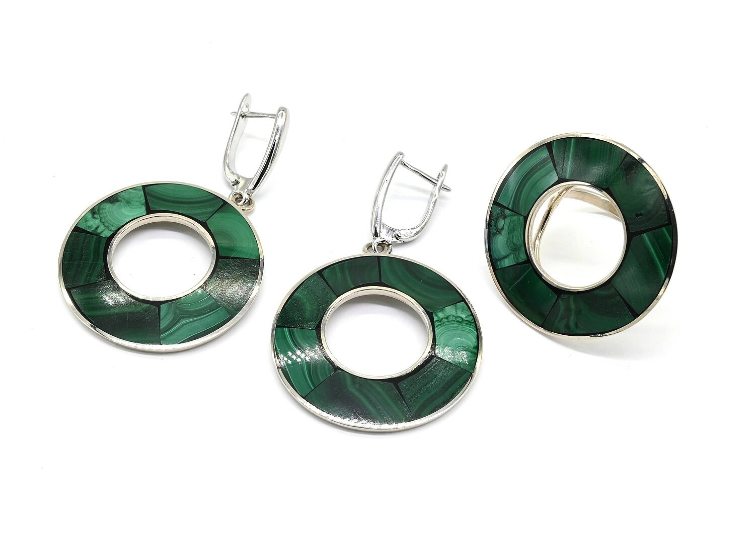 Комплект бижутерии, малахит