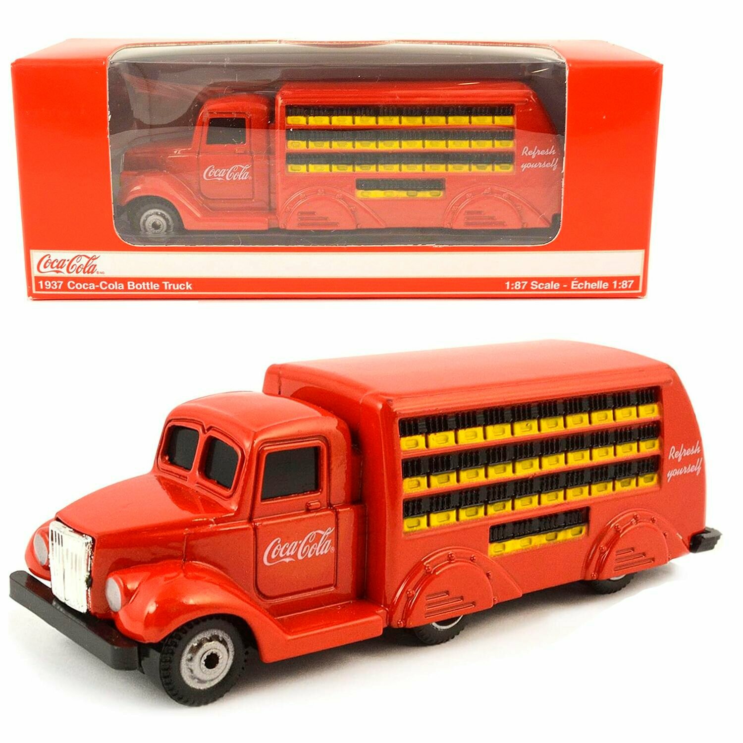 Машинка литая коллекционная Motor City Classics - Die-сast модель по лицензии Coca-Cola 1937 Coca-Cola Bottle Truck, масштаб 1:87, 424132